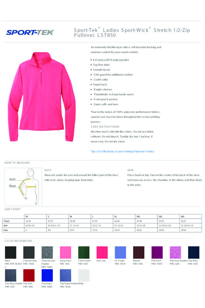 Sport-Tek® Ladies Sport-Wick® Stretch 1/4-Zip Pullover – Saint Francis ...